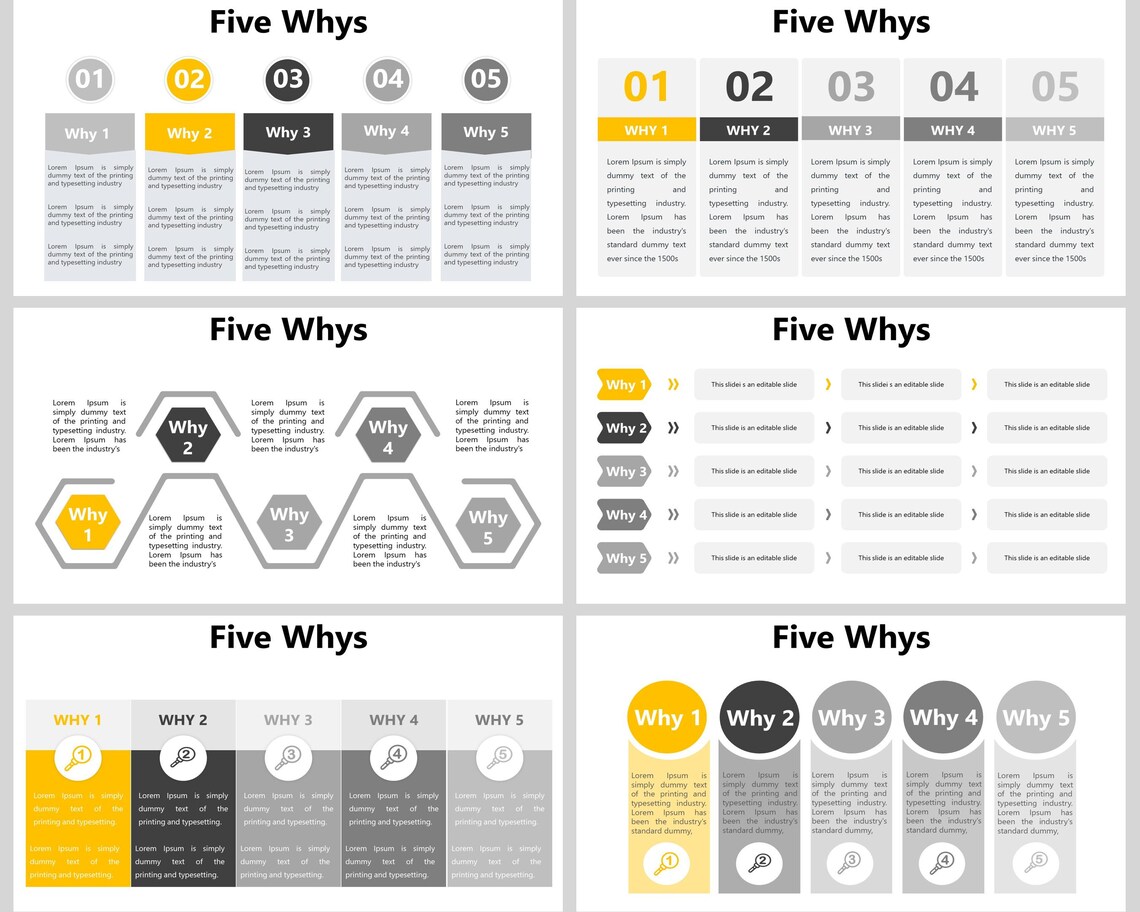 5 Whys Powerpoint Template, 5 Whys Root Cause Analysis, 5 Whys Analysis ...