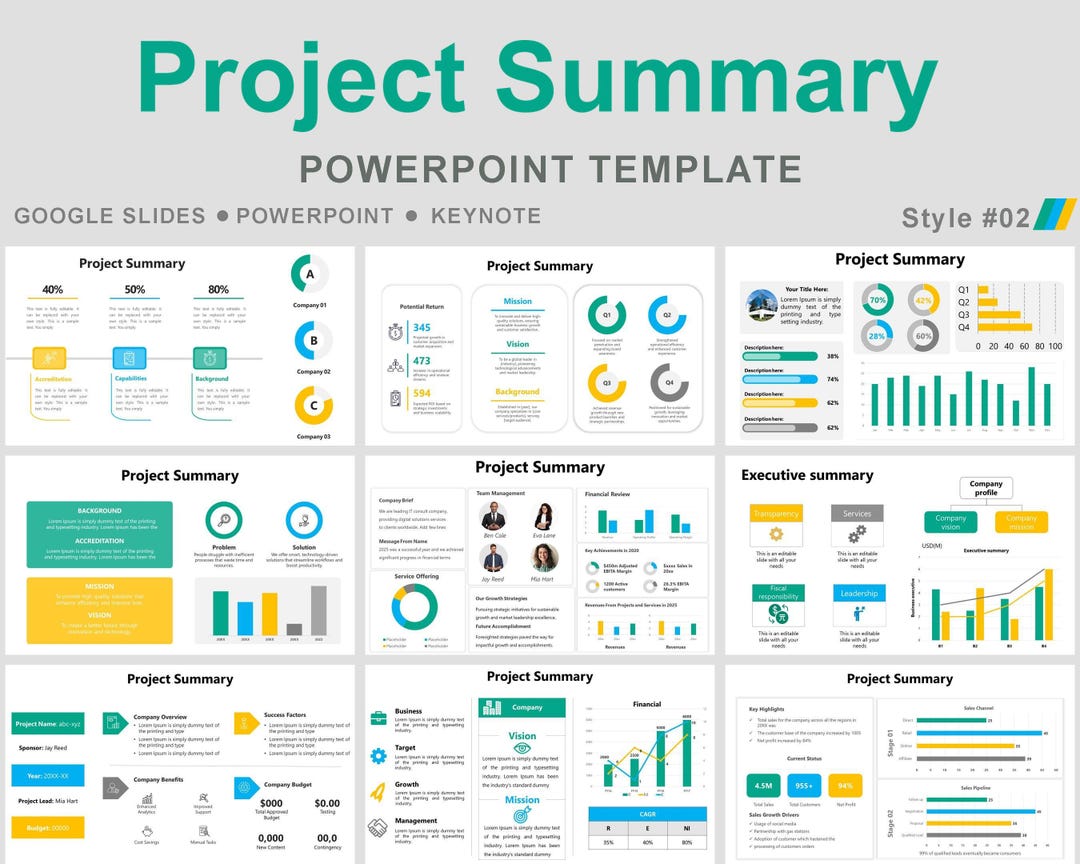 Project Summary Powerpoint Template, Project Summary Report, Executive ...