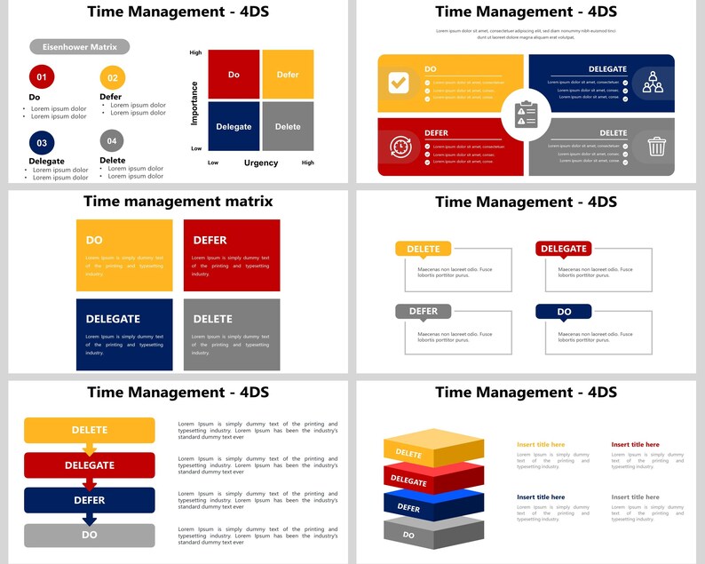 4 DS of Time Management Powerpoint Template, Eisenhower Matrix, Time ...