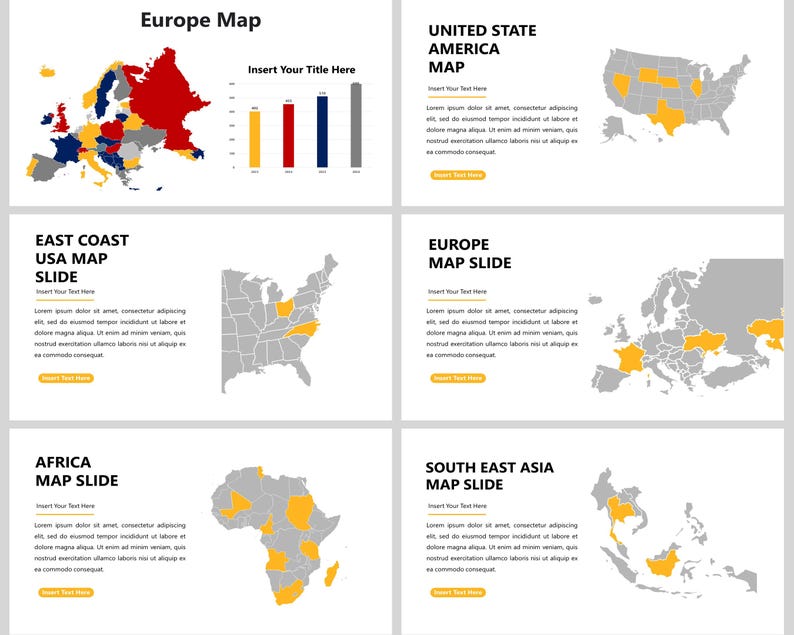Editable Maps Powerpoint, World Map Powerpoint, Editable Map Usa ...