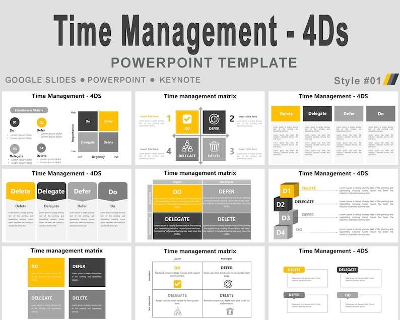 4 DS of Time Management Powerpoint Template, Eisenhower Matrix, Time ...