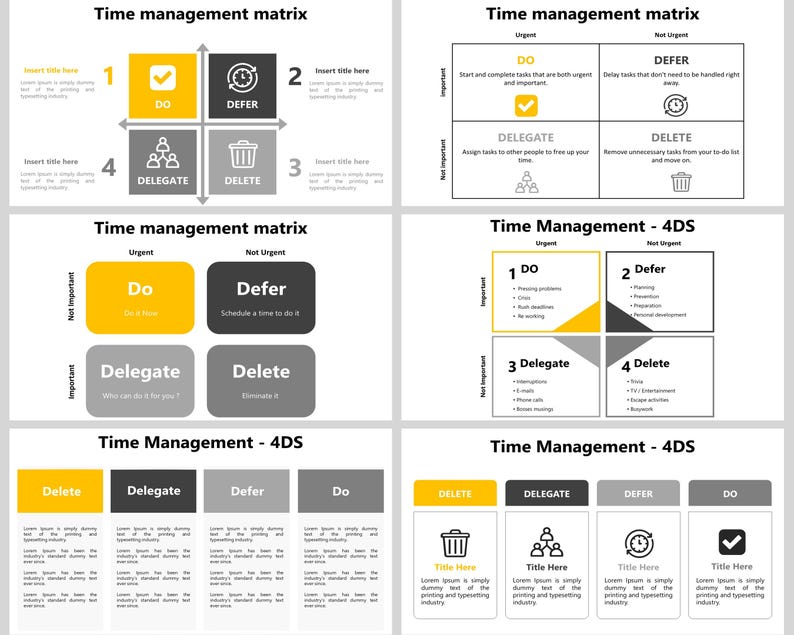 4 DS of Time Management Powerpoint Template, Eisenhower Matrix, Time ...