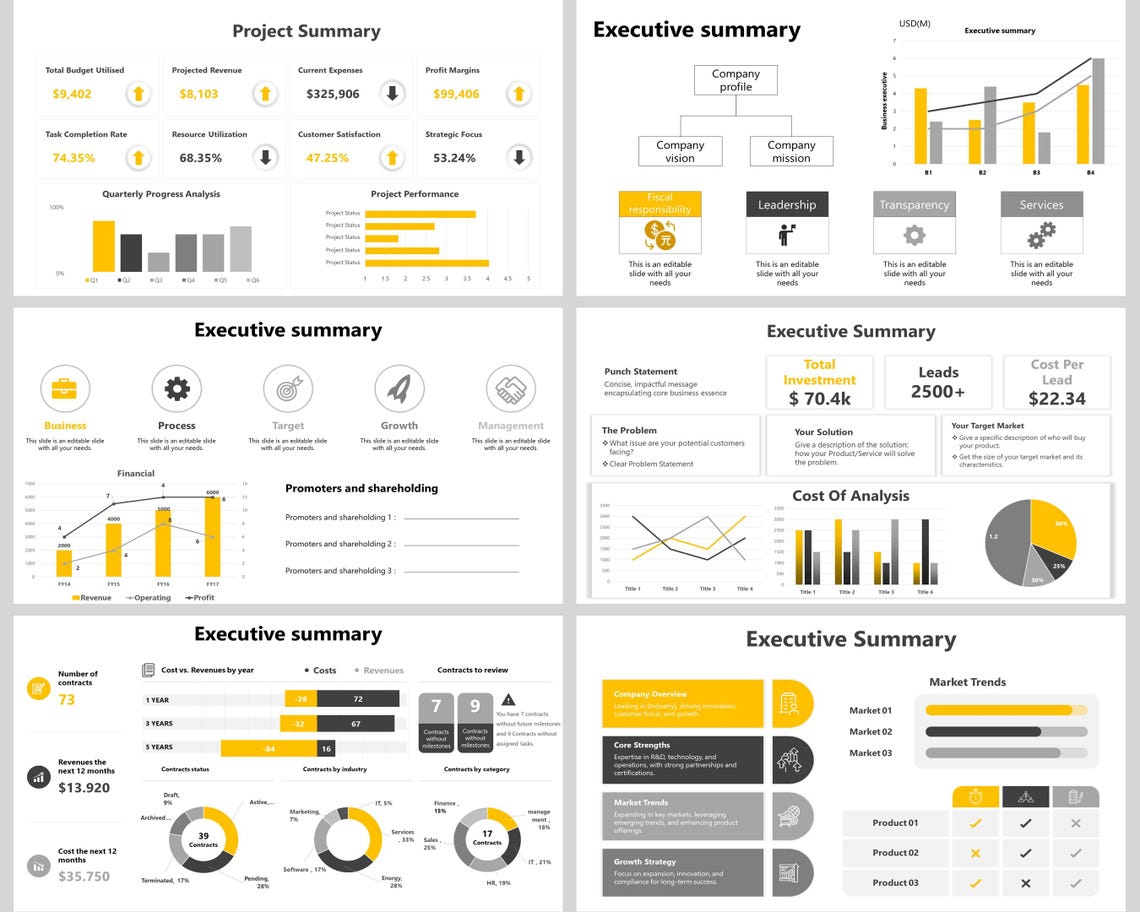 Executive Summary Powerpoint Template, Executive Summary Slide, Project ...