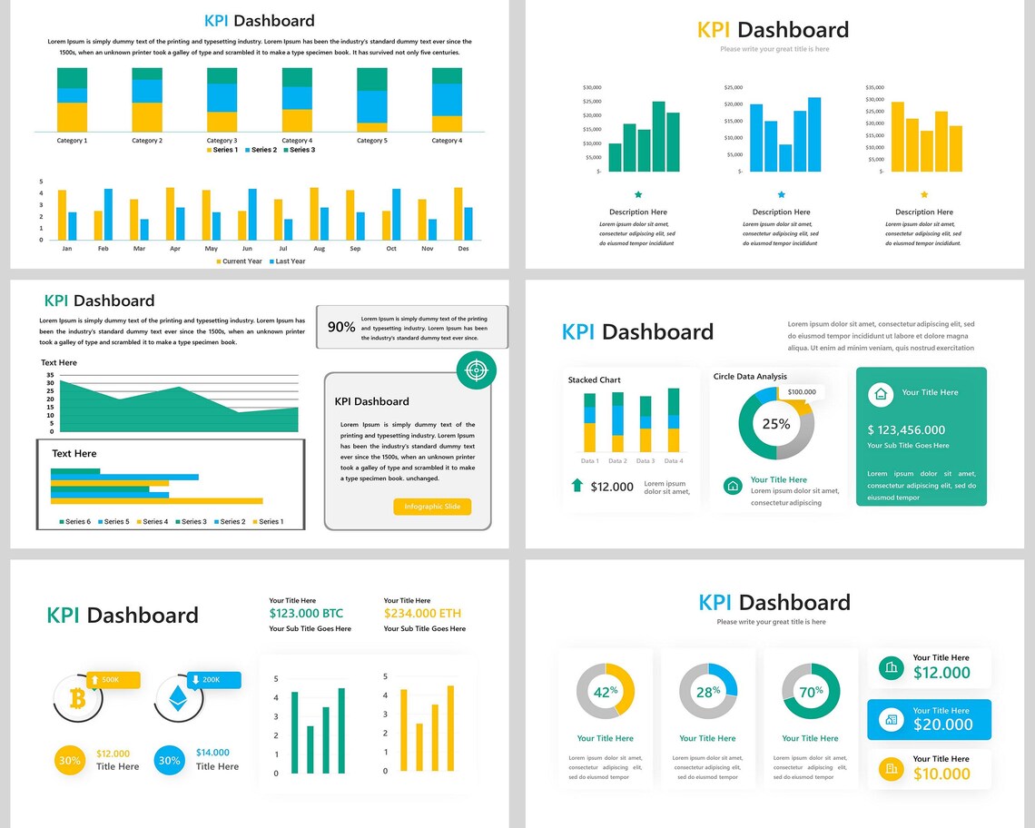 Editable KPI Dashboard Powerpoint Template, KPI Dashboard Kit ...