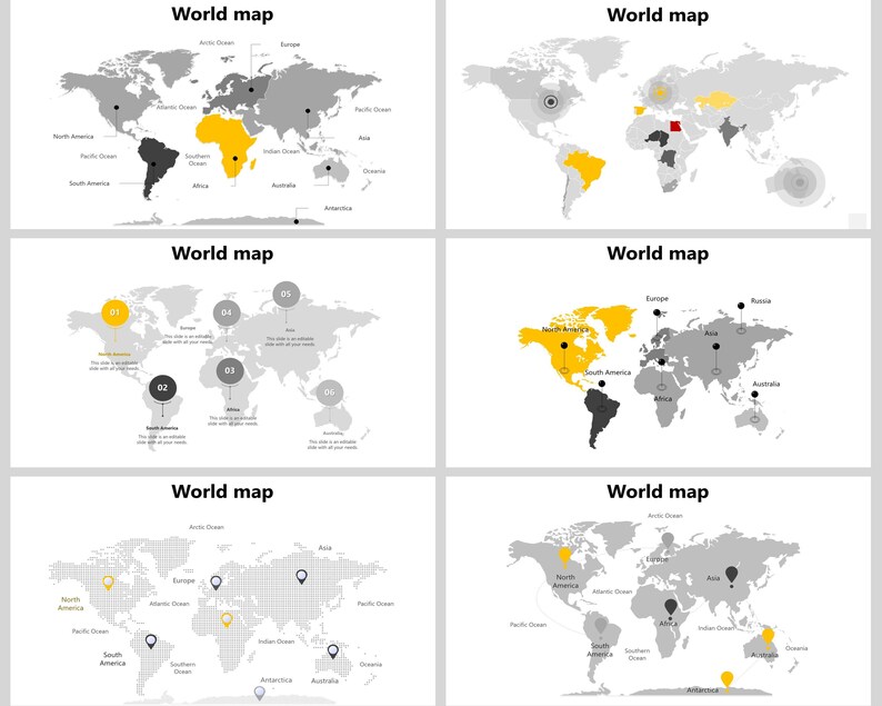 Editable Maps Powerpoint, World Map Powerpoint, Editable Map Usa ...