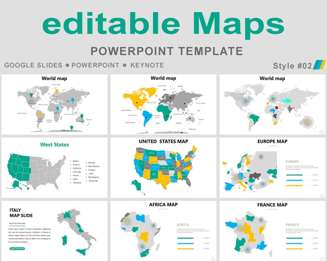 Editable Maps Powerpoint, World Map Powerpoint, Editable Map Usa ...