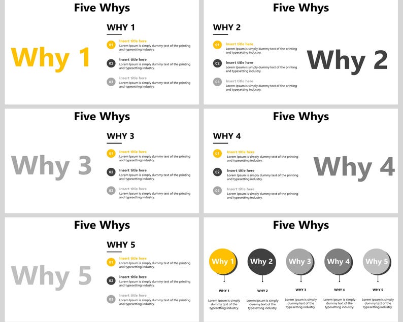 5 Whys Powerpoint Template, 5 Whys Root Cause Analysis, 5 Whys Analysis ...