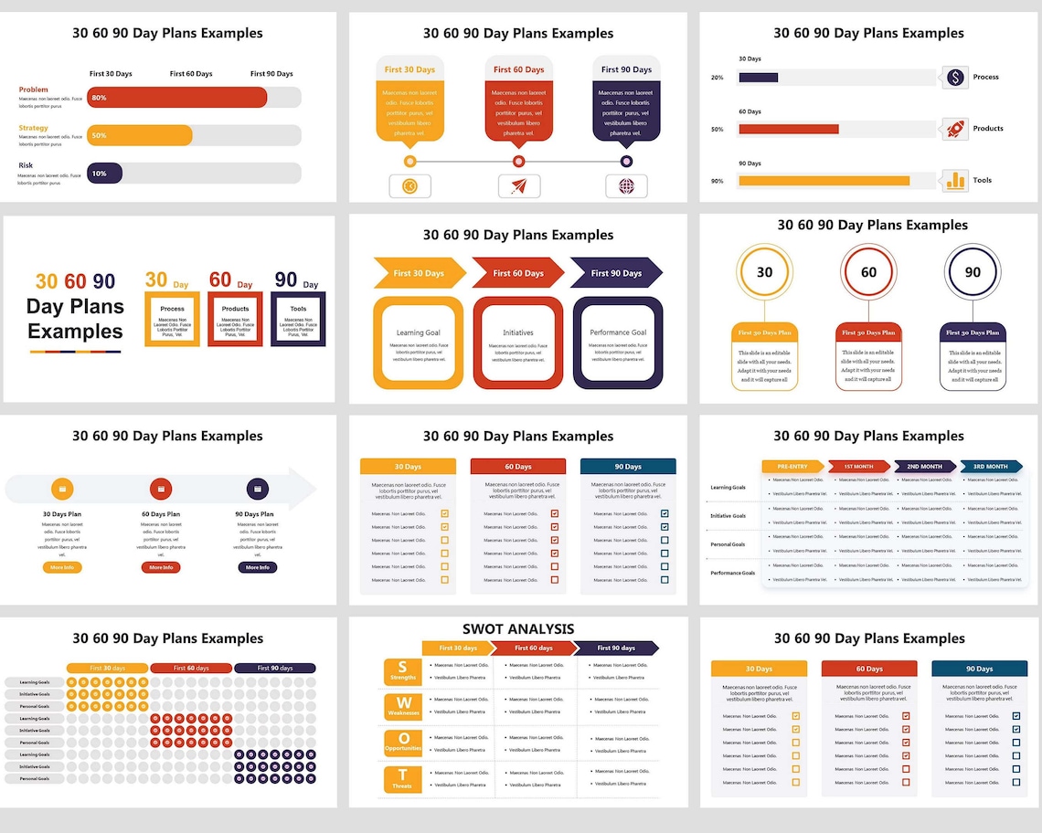 Editable Powerpoint, Keynote, Google Slides 30 60 90 Day Plan Template ...