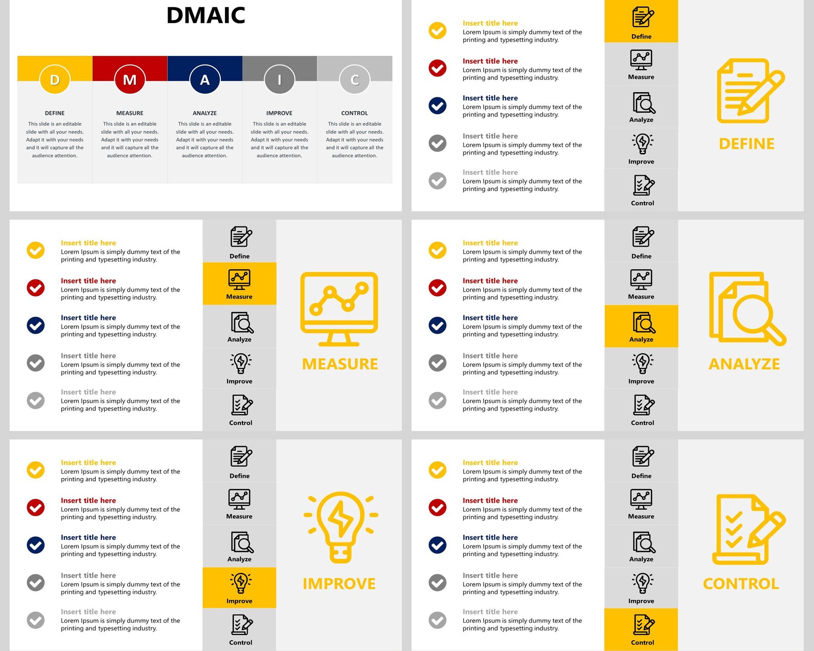 DMAIC Powerpoint Template, Dmaic SIX SIGMA Powerpoint Presentation ...