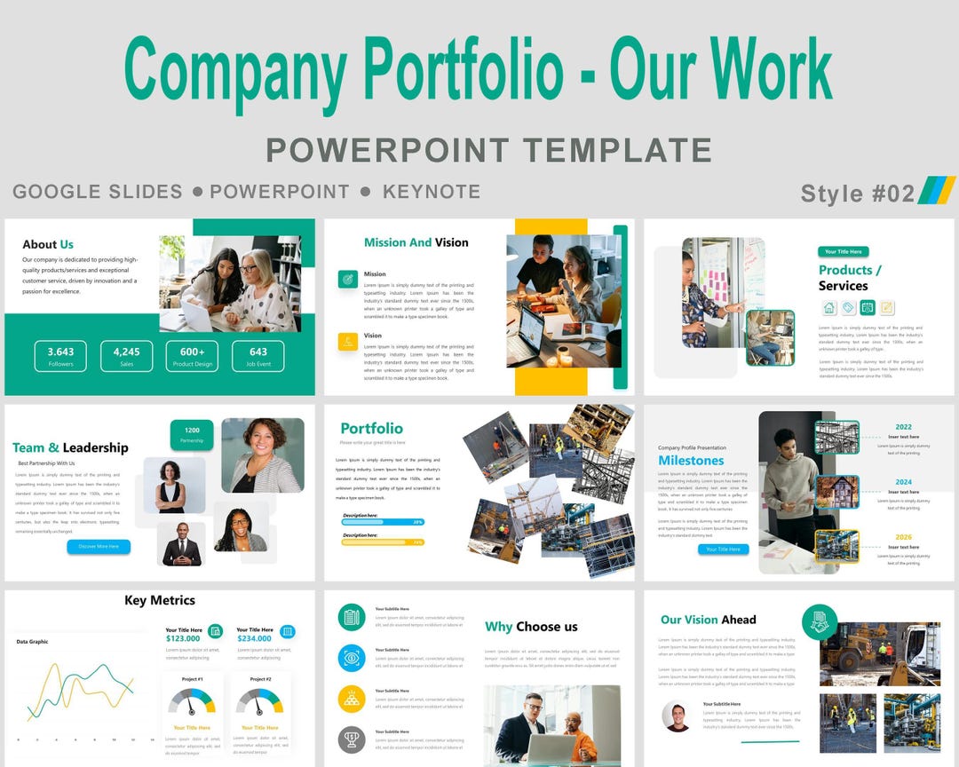 Company Portfolio Powerpoint Template, Our Work Template, Company ...