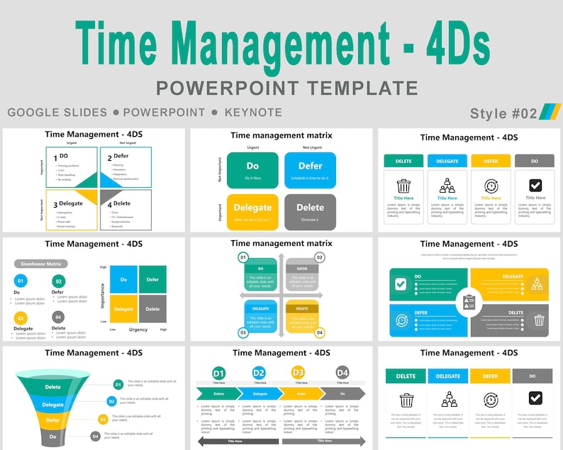 4 DS of Time Management Powerpoint Template, Eisenhower Matrix, Time ...