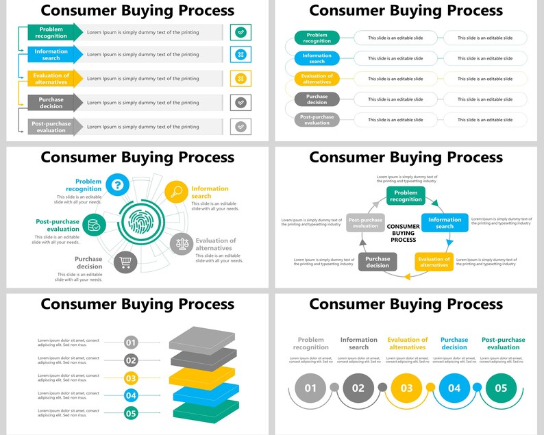 Consumer Buying Process Powerpoint Template, Consumer Buying Decision Process, Buying Process ...