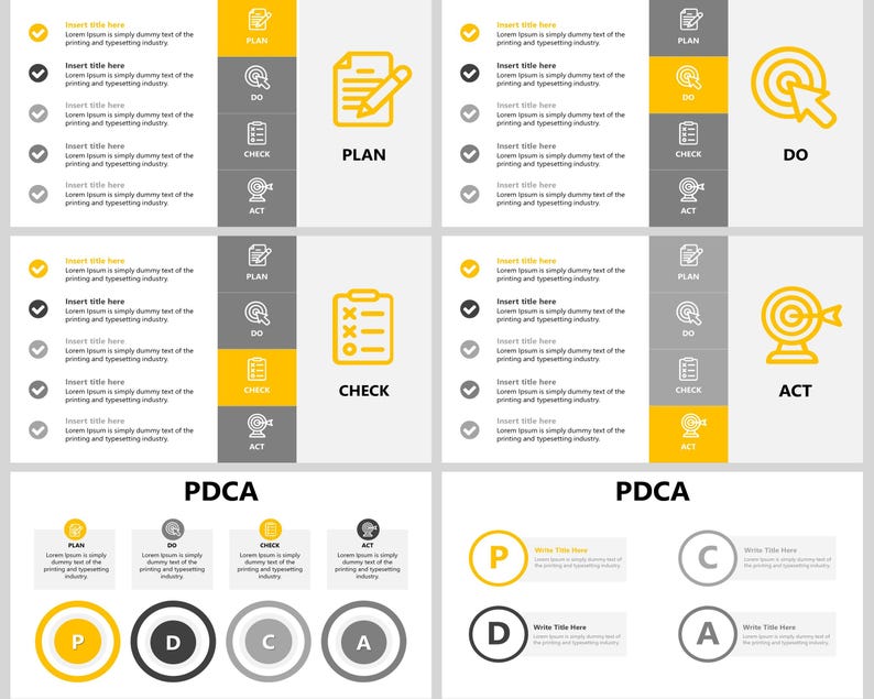 PDCA Powerpoint Template, Pdca Cycle, PDCA Infographics, Plan Do Check ...