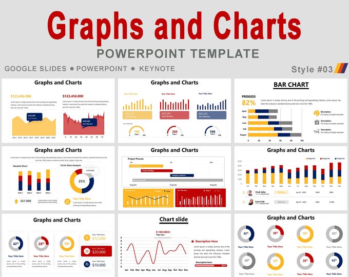 Editable Graphs and Charts Powerpoint Template, Powerpoint Charts and ...