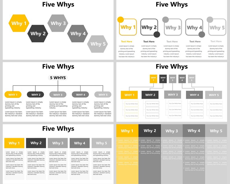 5 Whys Powerpoint Template, 5 Whys Root Cause Analysis, 5 Whys Analysis ...