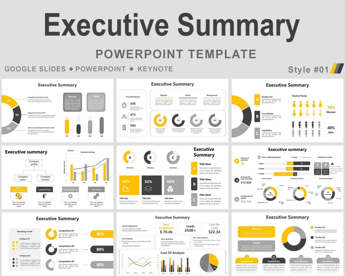 Executive Summary Powerpoint Template, Executive Summary Slide, Project ...