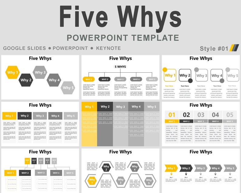 5 Whys Powerpoint Template, 5 Whys Root Cause Analysis, 5 Whys Analysis ...