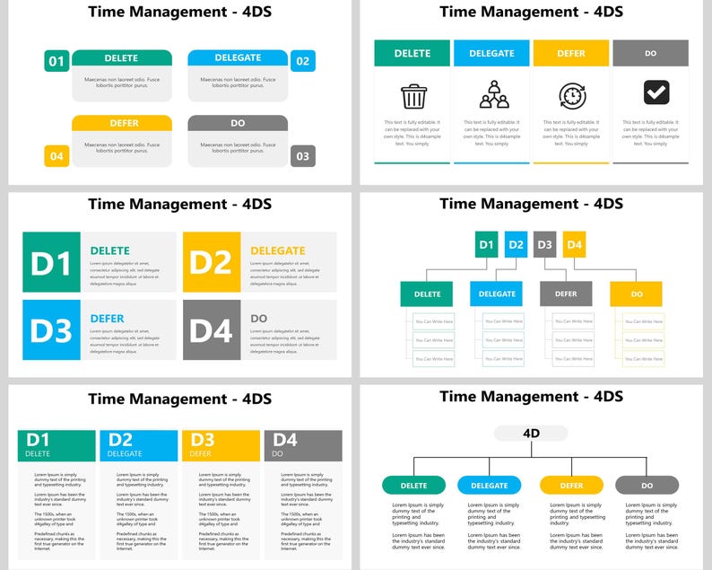 4 DS of Time Management Powerpoint Template, Eisenhower Matrix, Time ...