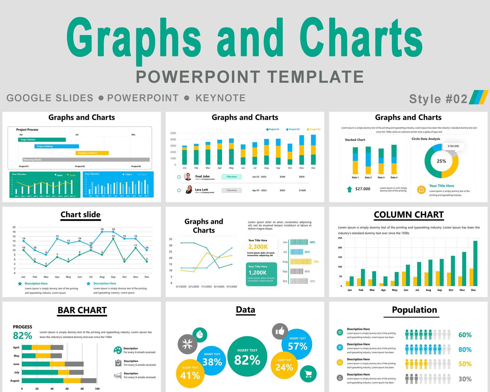 Editable Graphs and Charts Powerpoint Template, Powerpoint Charts and ...