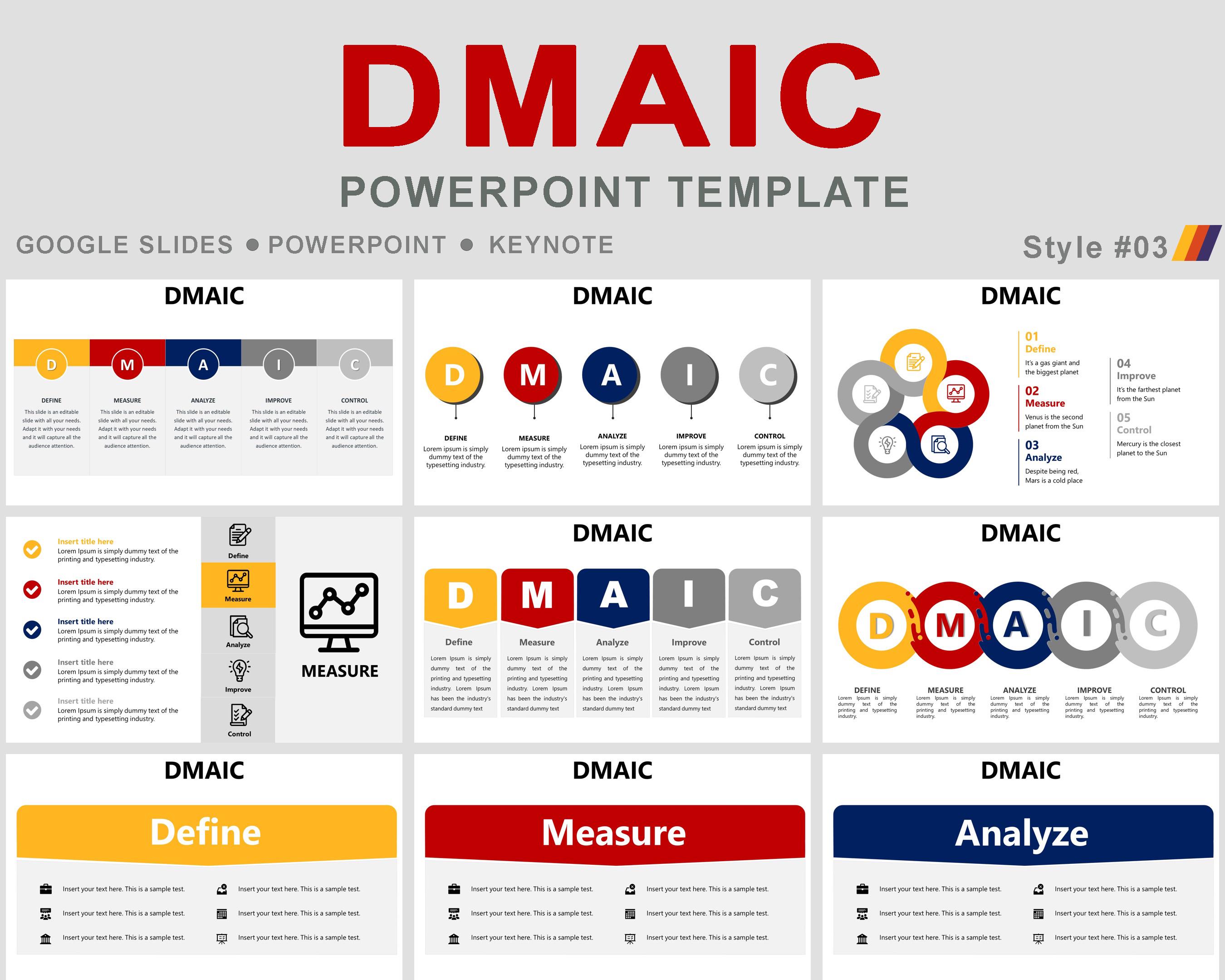 DMAIC Powerpoint Template, Dmaic SIX SIGMA Powerpoint Presentation ...
