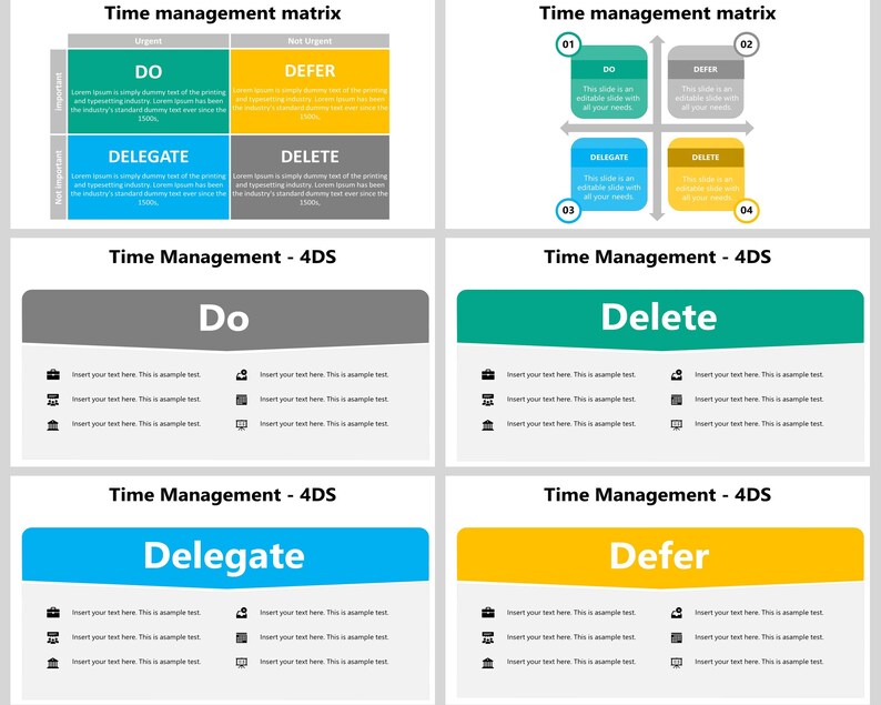 4 DS of Time Management Powerpoint Template, Eisenhower Matrix, Time ...