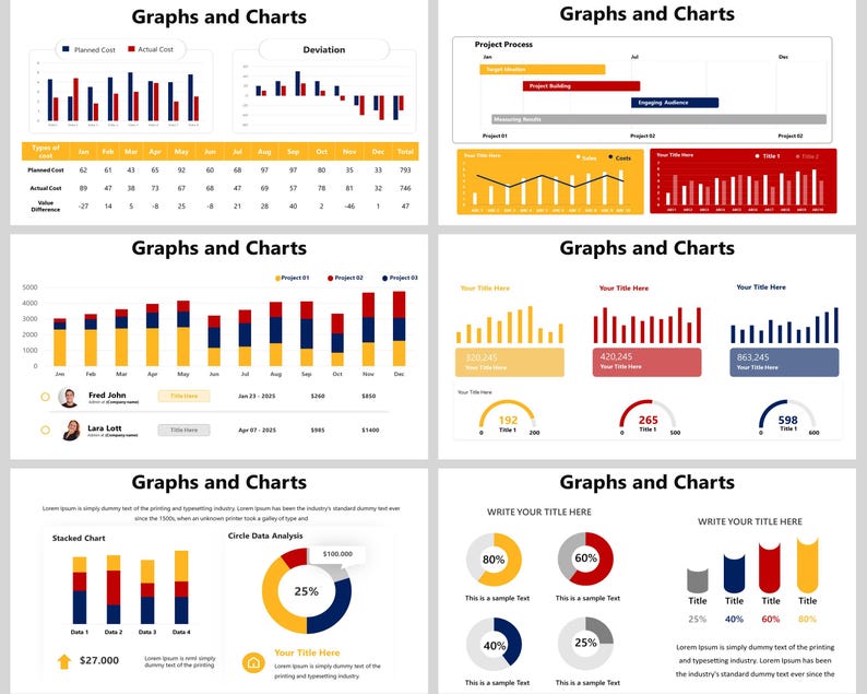 Editable Graphs and Charts Powerpoint Template, Powerpoint Charts and ...