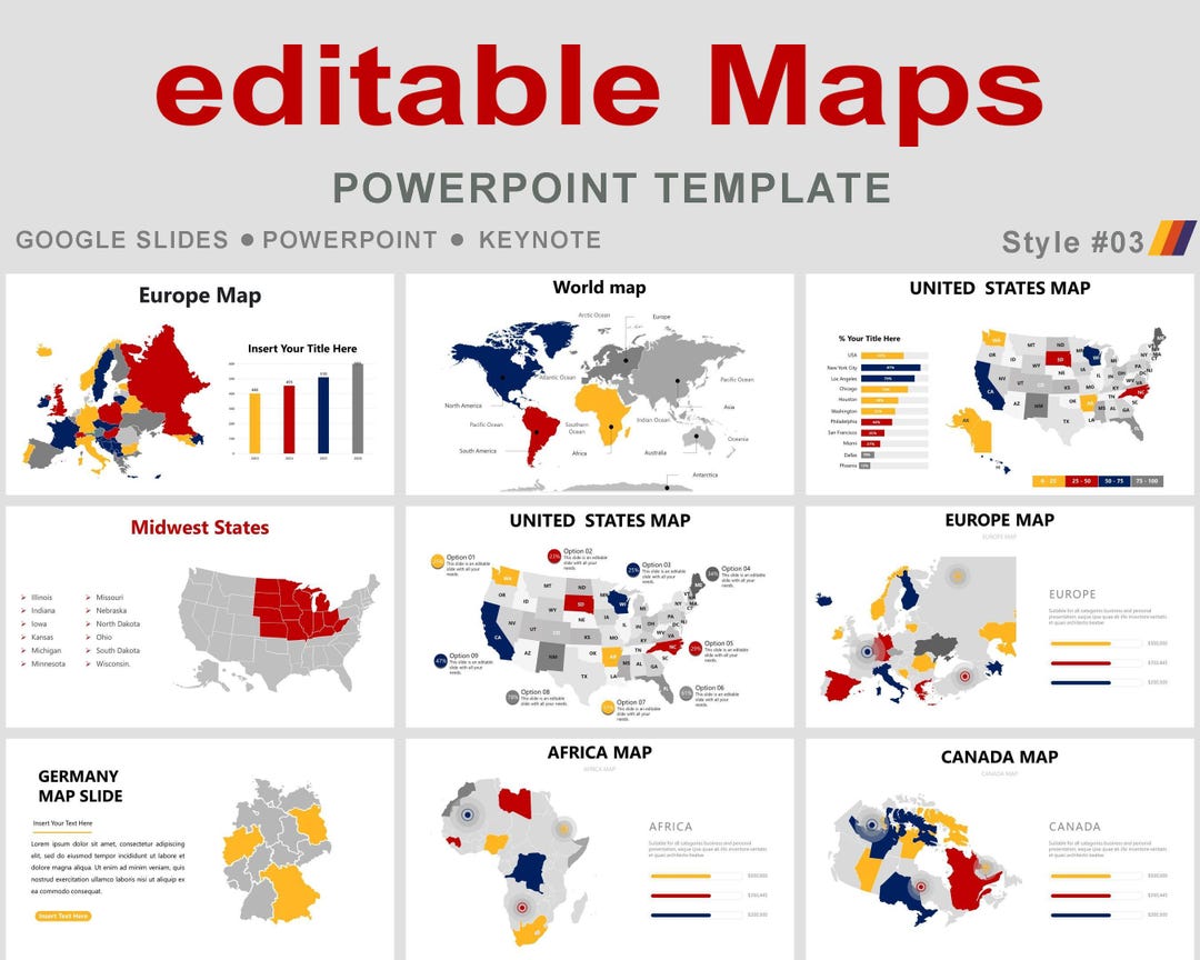 Editable Maps Powerpoint, World Map Powerpoint, Editable Map Usa ...