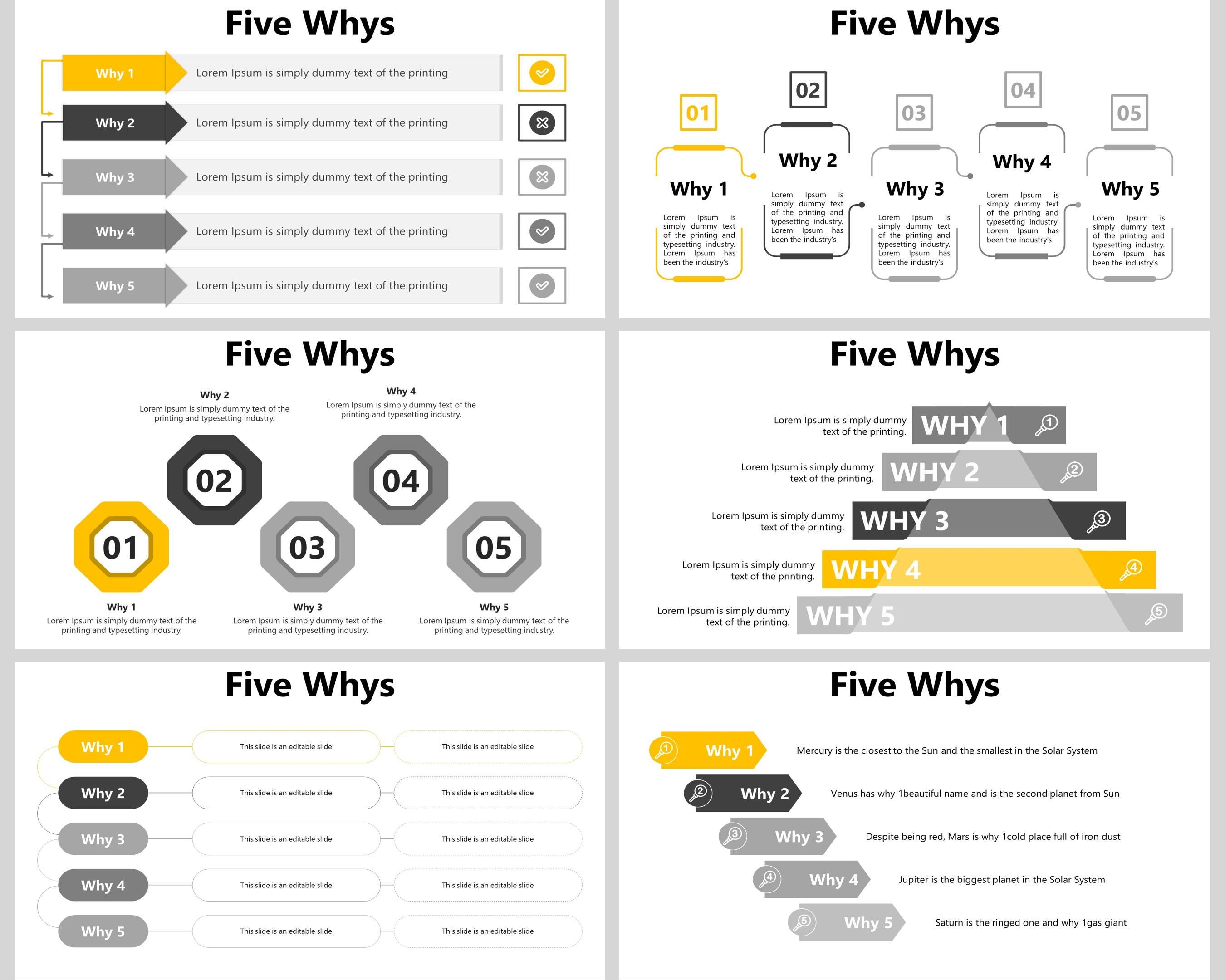 5 Whys Powerpoint Template, 5 Whys Root Cause Analysis, 5 Whys Analysis ...