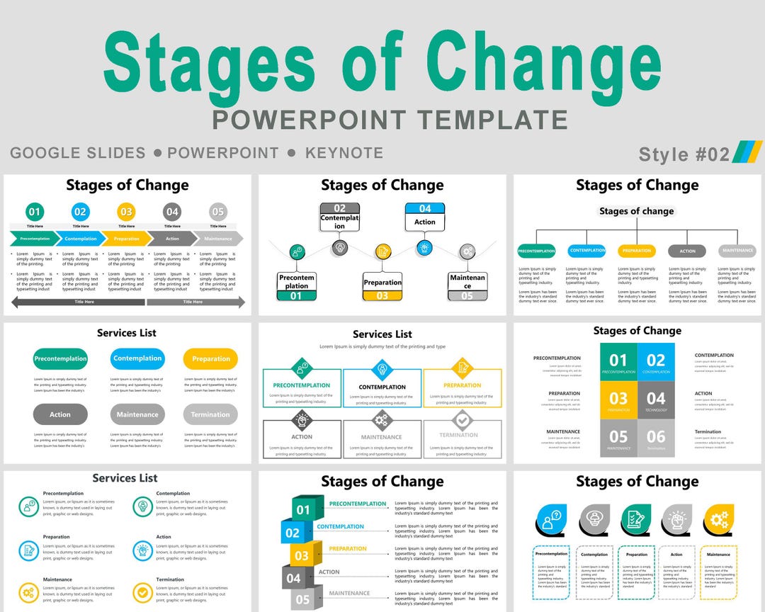 Stages of Change Powerpoint Template, Stages of Change Model, 5 Stages ...