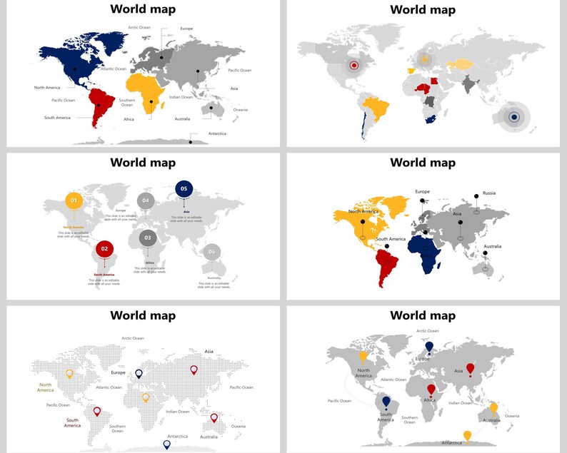 Editable Maps Powerpoint, World Map Powerpoint, Editable Map Usa ...