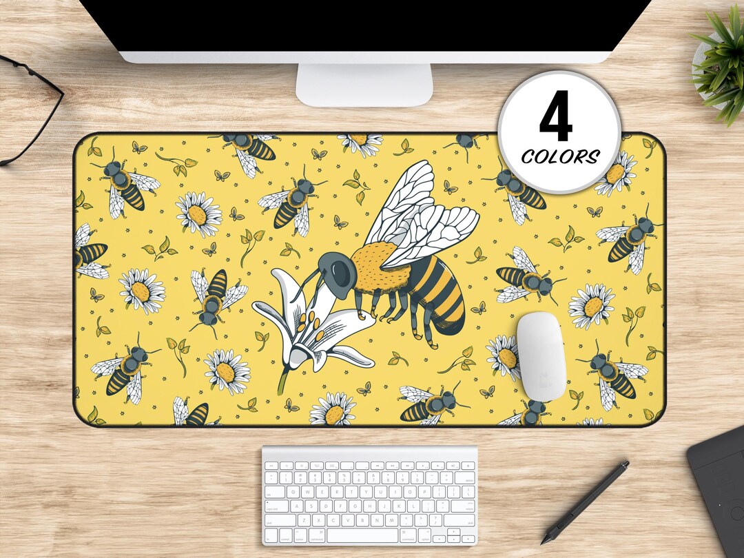 Cute Bee Deskmat, Honey Bee Mouse Pad, Yellow Bee Desk Mat, Bee Gifts ...
