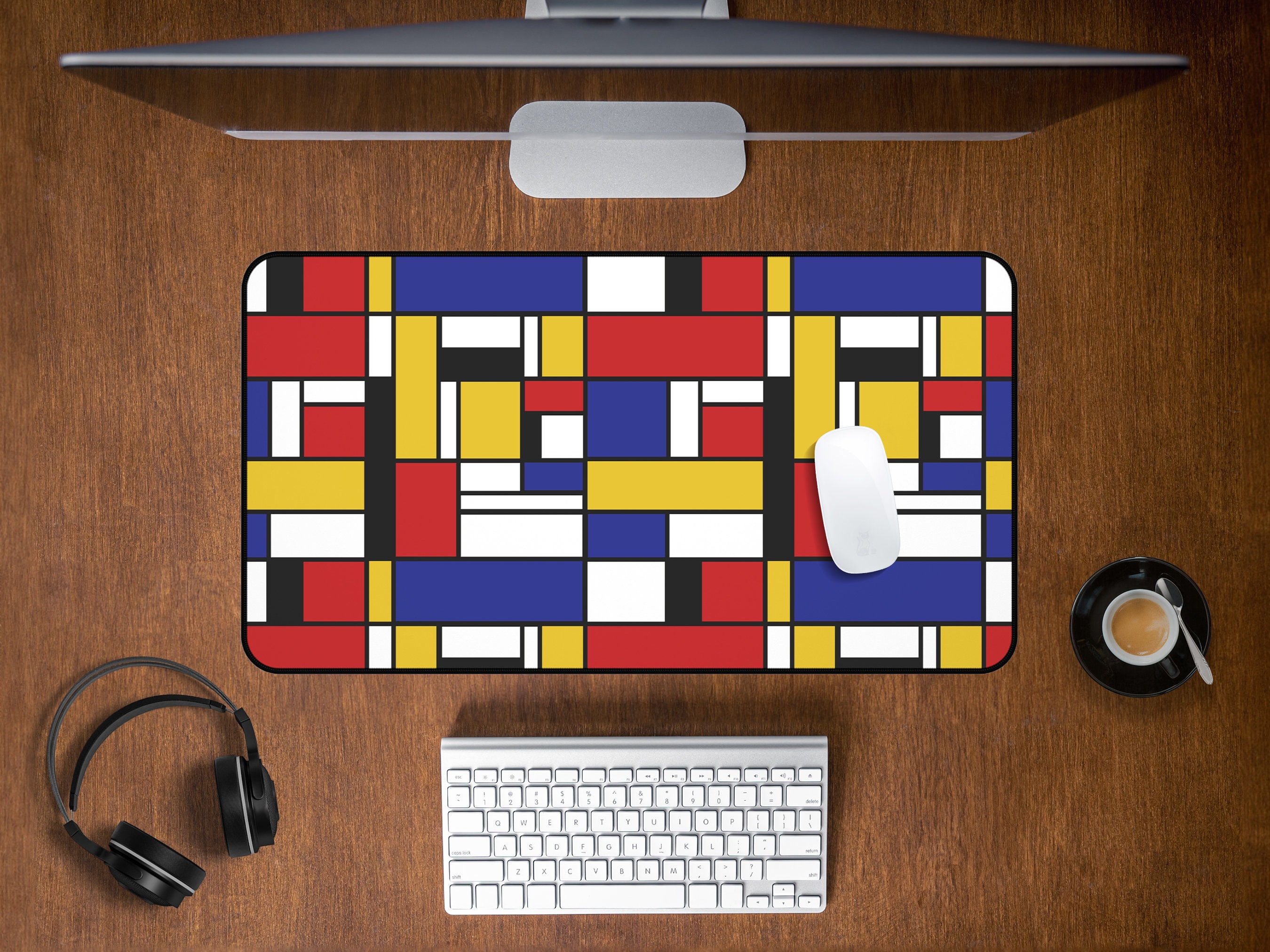 Mondrian Deskmat, Large Mondrian Mousepad, Colorful Art Aesthetic Desk ...