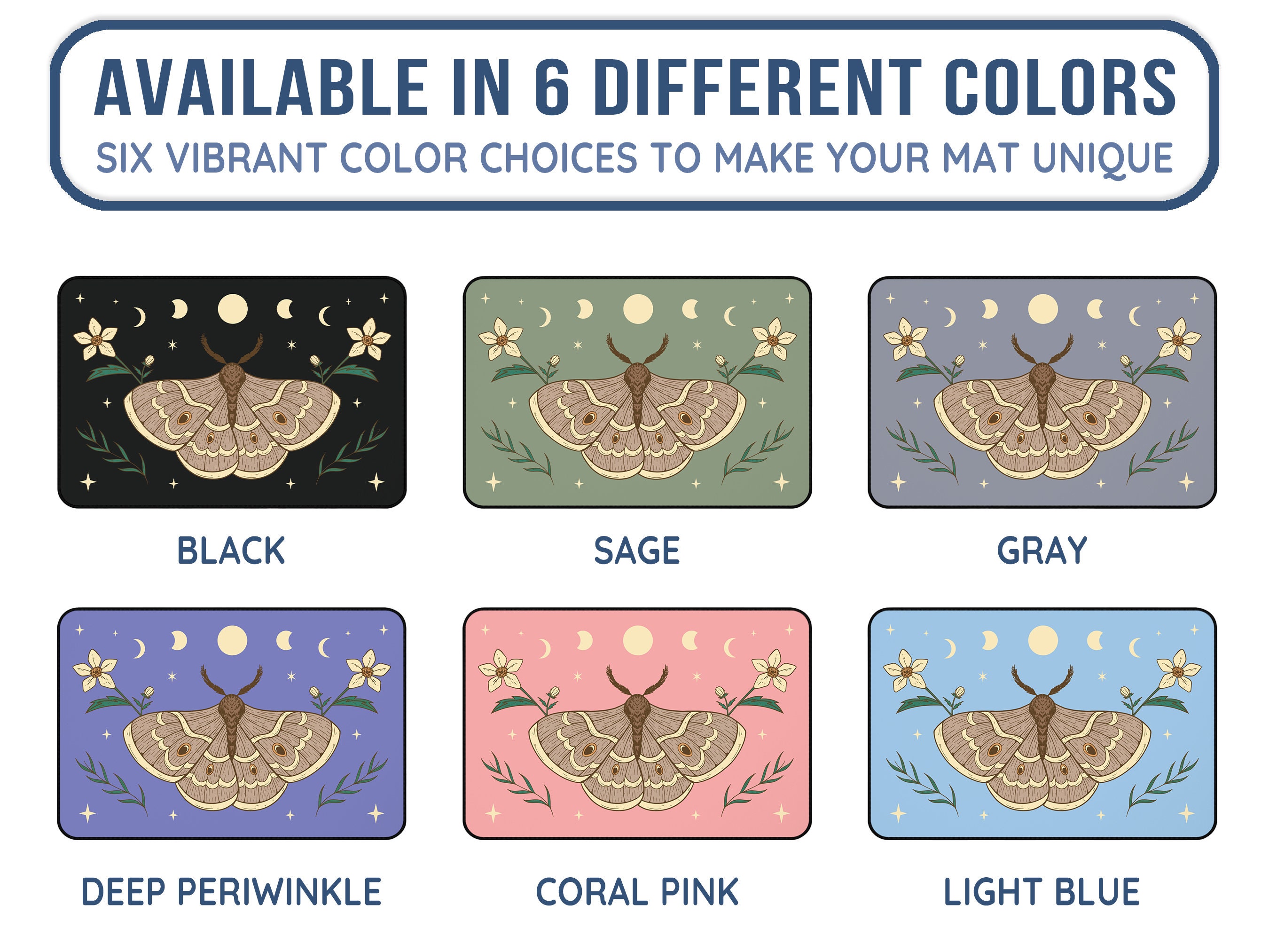 Celestial Moon Phase Moth Deskmat, Cute Moth Mousepad, Moth Floral Desk ...