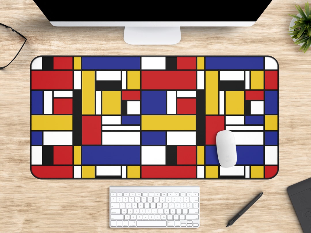 Mondrian Deskmat, Large Mondrian Mousepad, Colorful Art Aesthetic Desk ...
