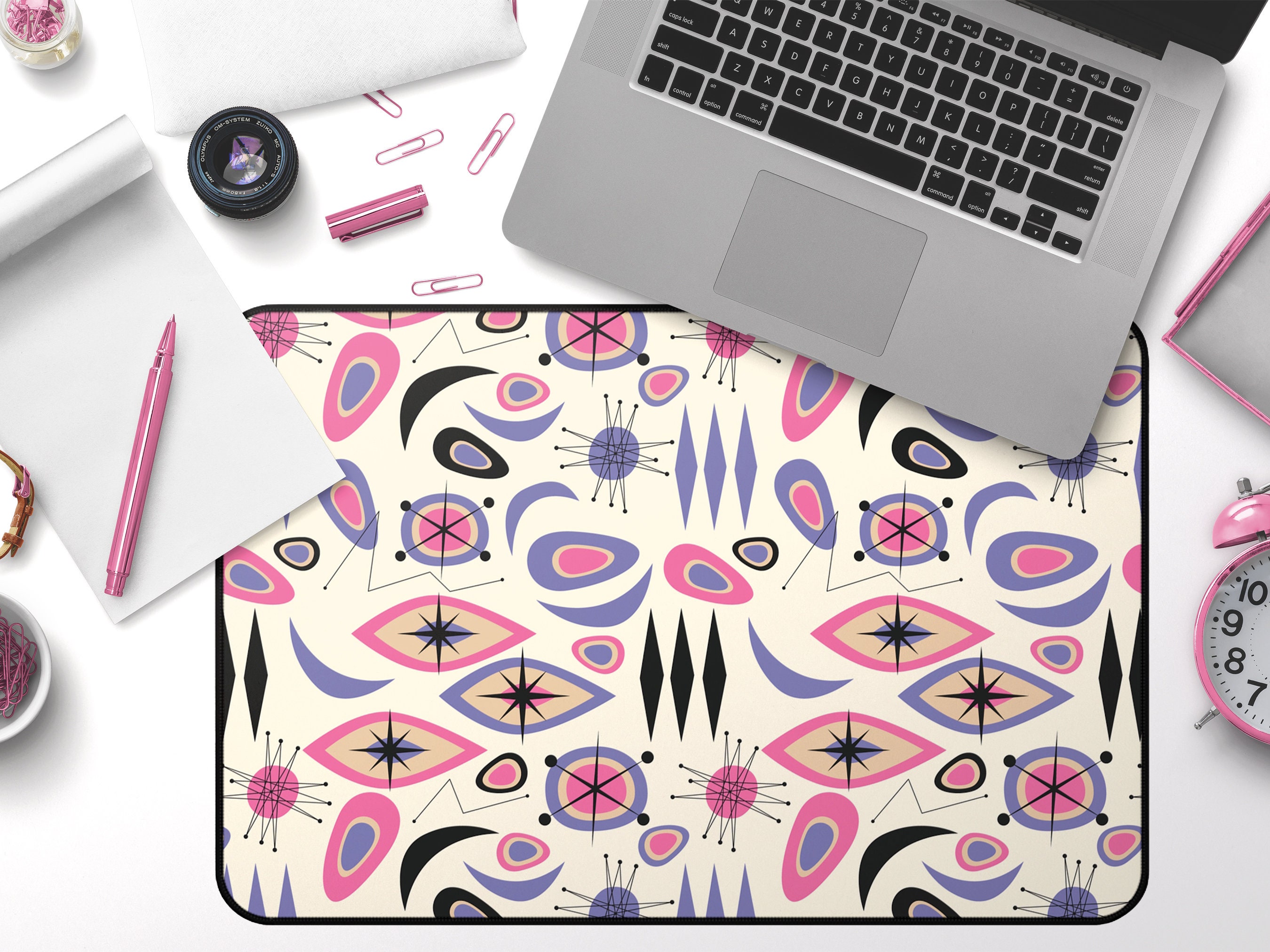 Mid Century Modern Deskmat, Colorful Abstract Desk Mat, Large Geometric ...