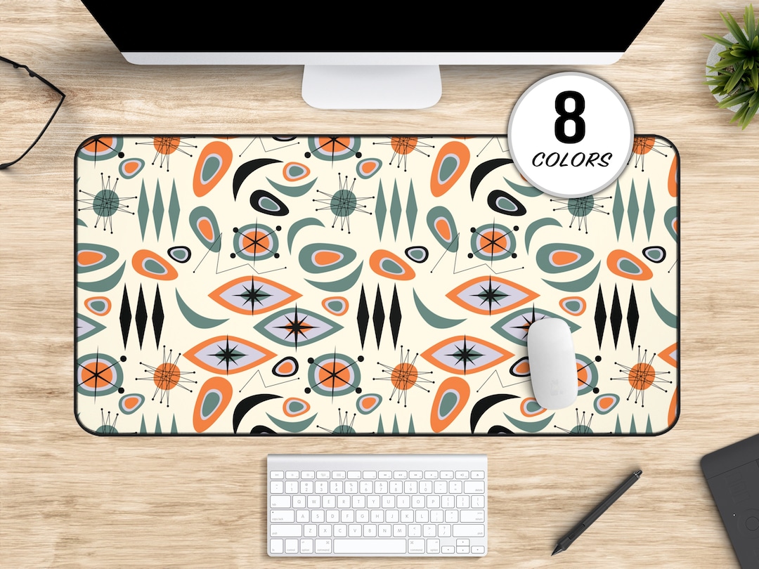 Mid Century Modern Deskmat, Colorful Abstract Desk Mat, Large Geometric ...
