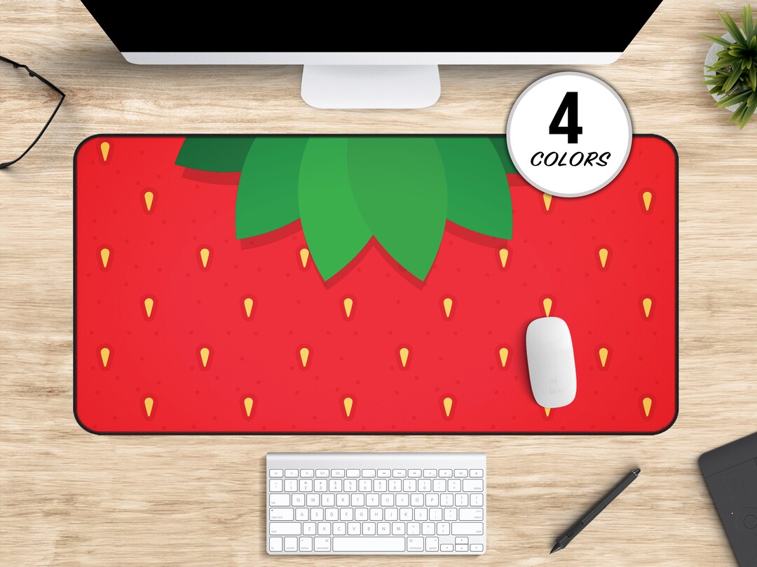 Strawberry Deskmat Cute Kawaii Desk Mat Colorful Large Strawberry Mousepad Home Office T