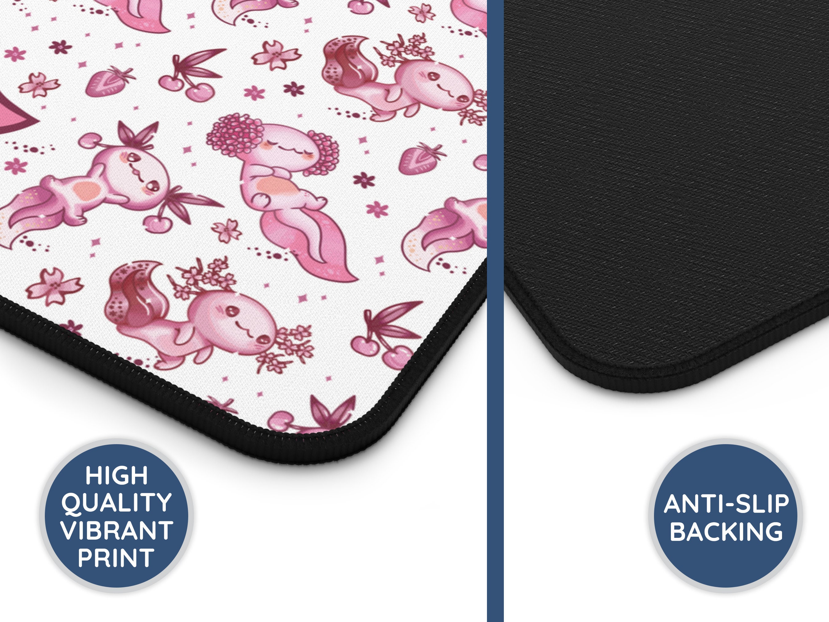 Cute Axolotl Deskmat, Kawaii Aesthetic Large Mouse Pad, Pink Desk Mat ...