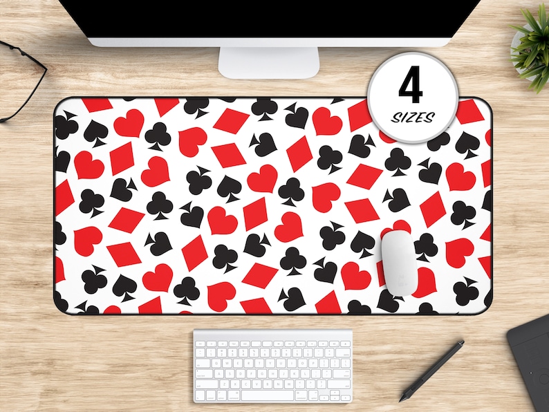 Playing Card Suits Deskmat, Bridge Desk Mat, Casino Mousepad, Poker ...