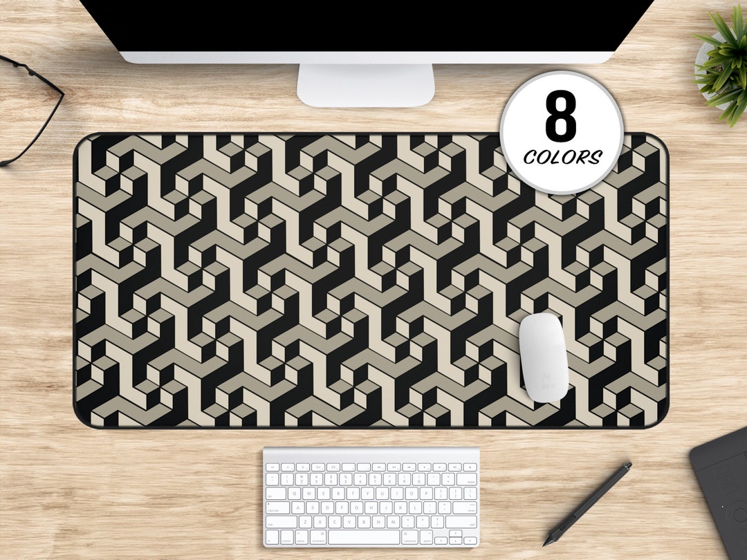 Cube Geometric Deskmat, Retro Abstract Desk Mat, Trippy Large Mouse Pad ...