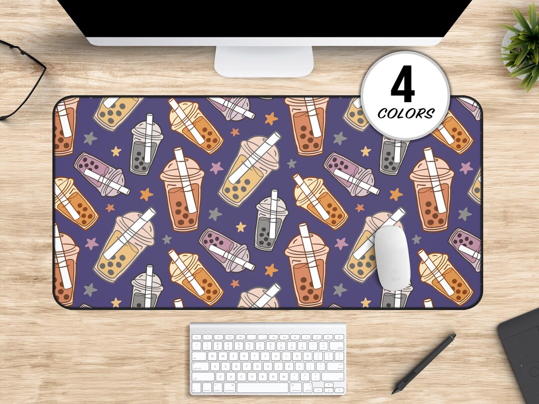 Boba Desk Mat, Cute Bubble Tea Deskmat, Large Boba Mouse Pad, Kawaii ...