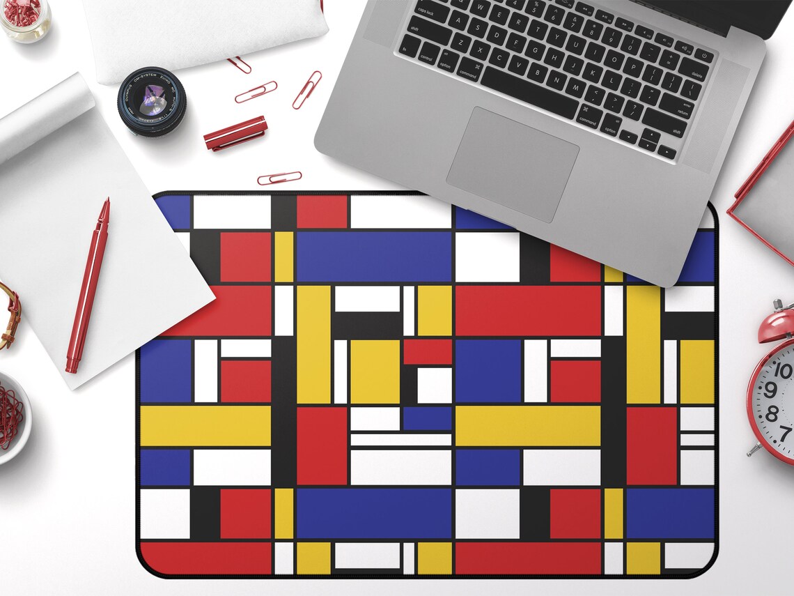 Mondrian Deskmat, Large Mondrian Mousepad, Colorful Art Aesthetic Desk ...