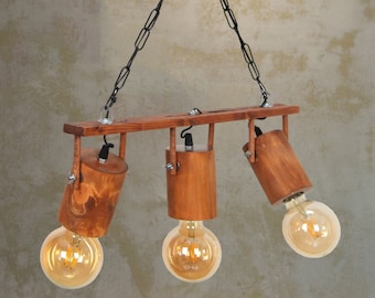 Wooden Rope Pendant Light, Rustic Ceiling Light, Wood Light Fixture ...