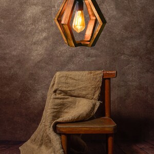Wood Pendant Light, Rustic Ceiling Light, Wood Light Fixture, Farmhouse ...