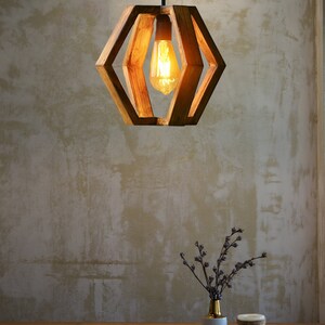 Wood Pendant Light, Rustic Ceiling Light, Wood Light Fixture, Farmhouse ...