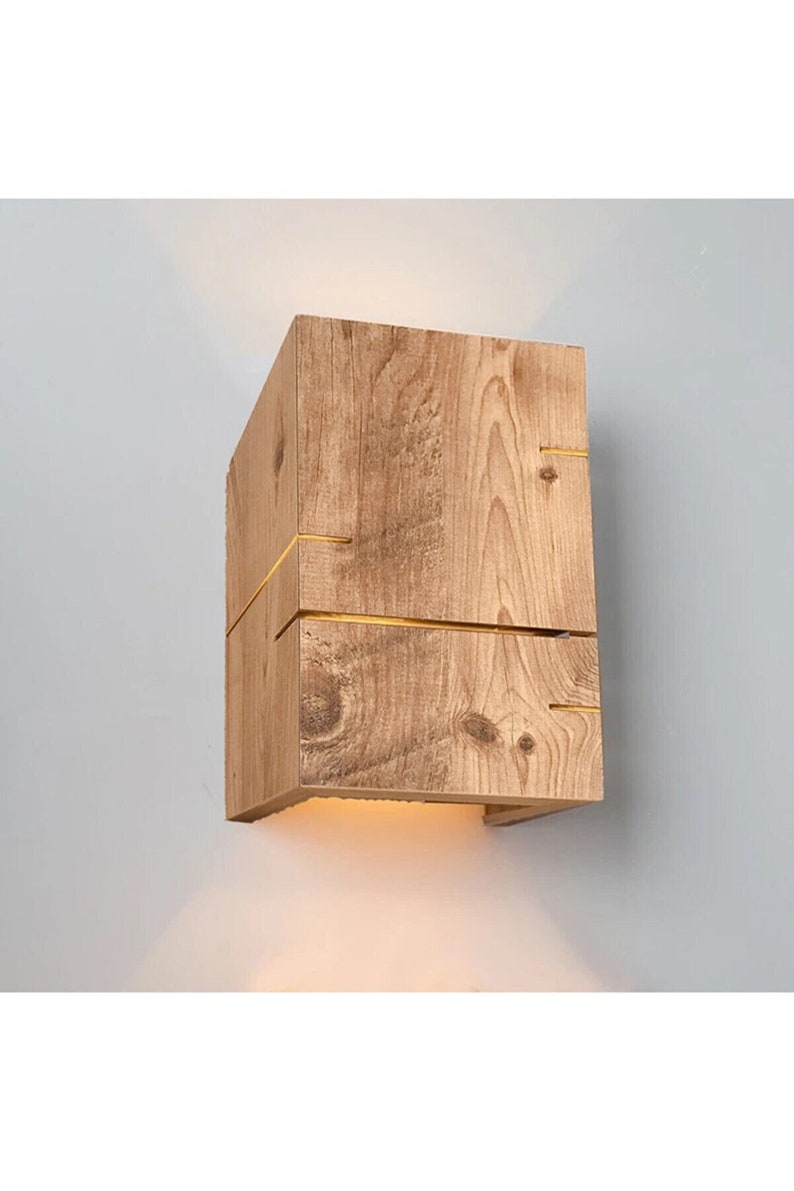 Wooden Wall Light Wooden Sconce Lamp Rustic Wood Sconce Living Room ...