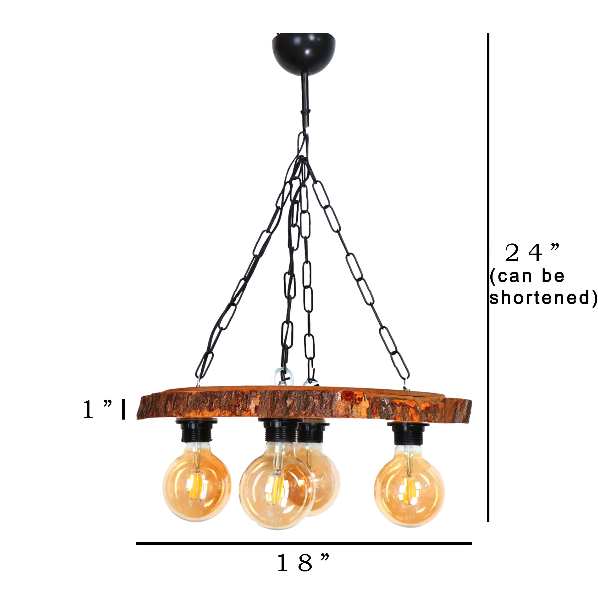 Natural Rustic Wood Pendant Light, Farmhouse Ceiling Lamp, Handcraft ...