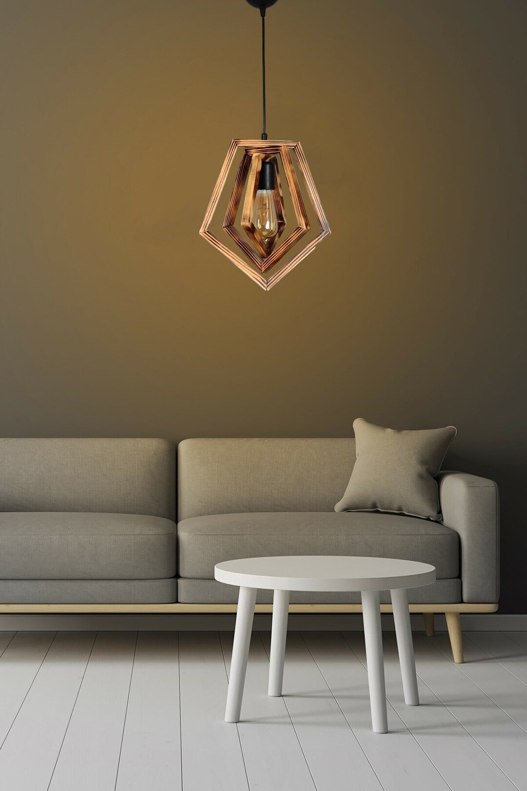Farmhouse Style Wood Chandelier, Rustic Light Fixture, Wooden Ceiling ...