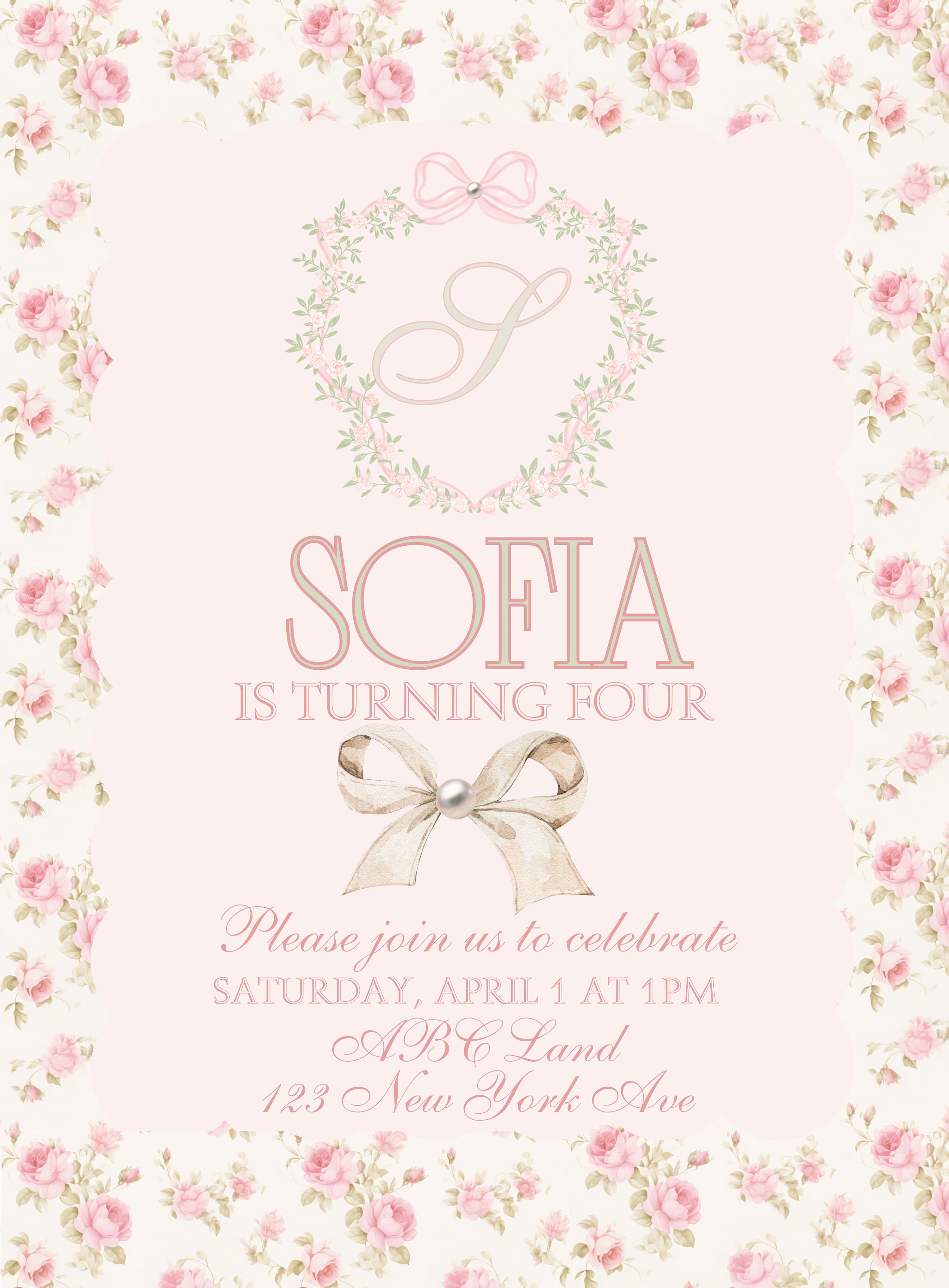 Printed Shabby Chic Invite Set of 15 - Etsy