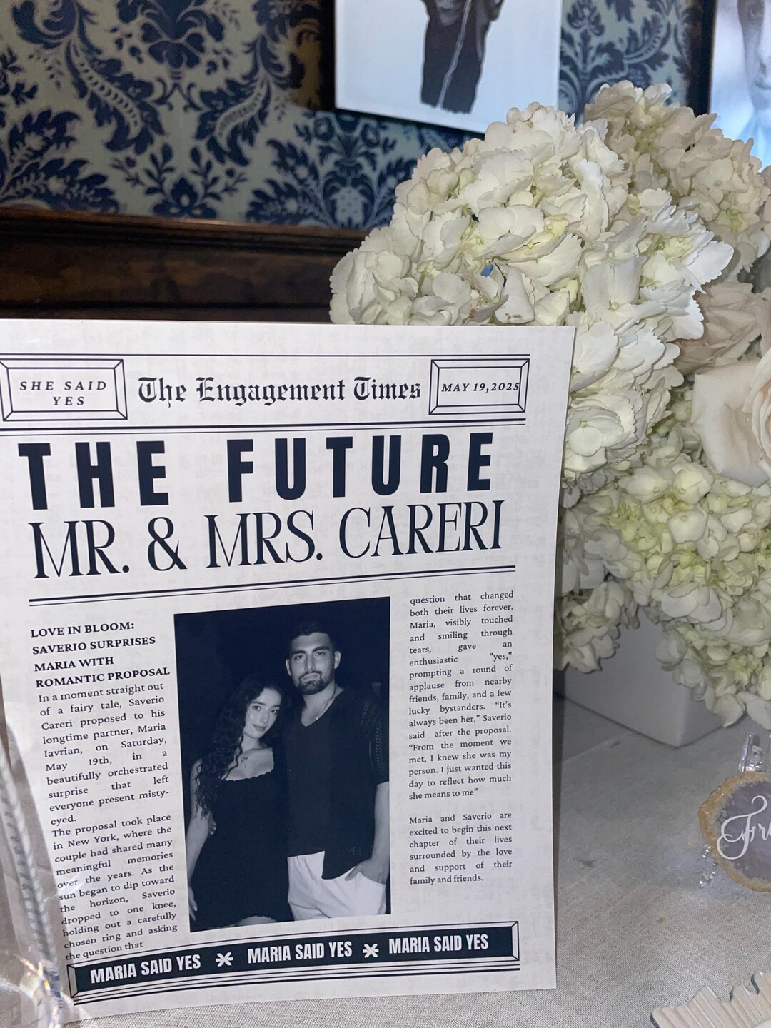 Custom PRINTED Newspaper Announcement for Weddings, Engagements or Baby ...